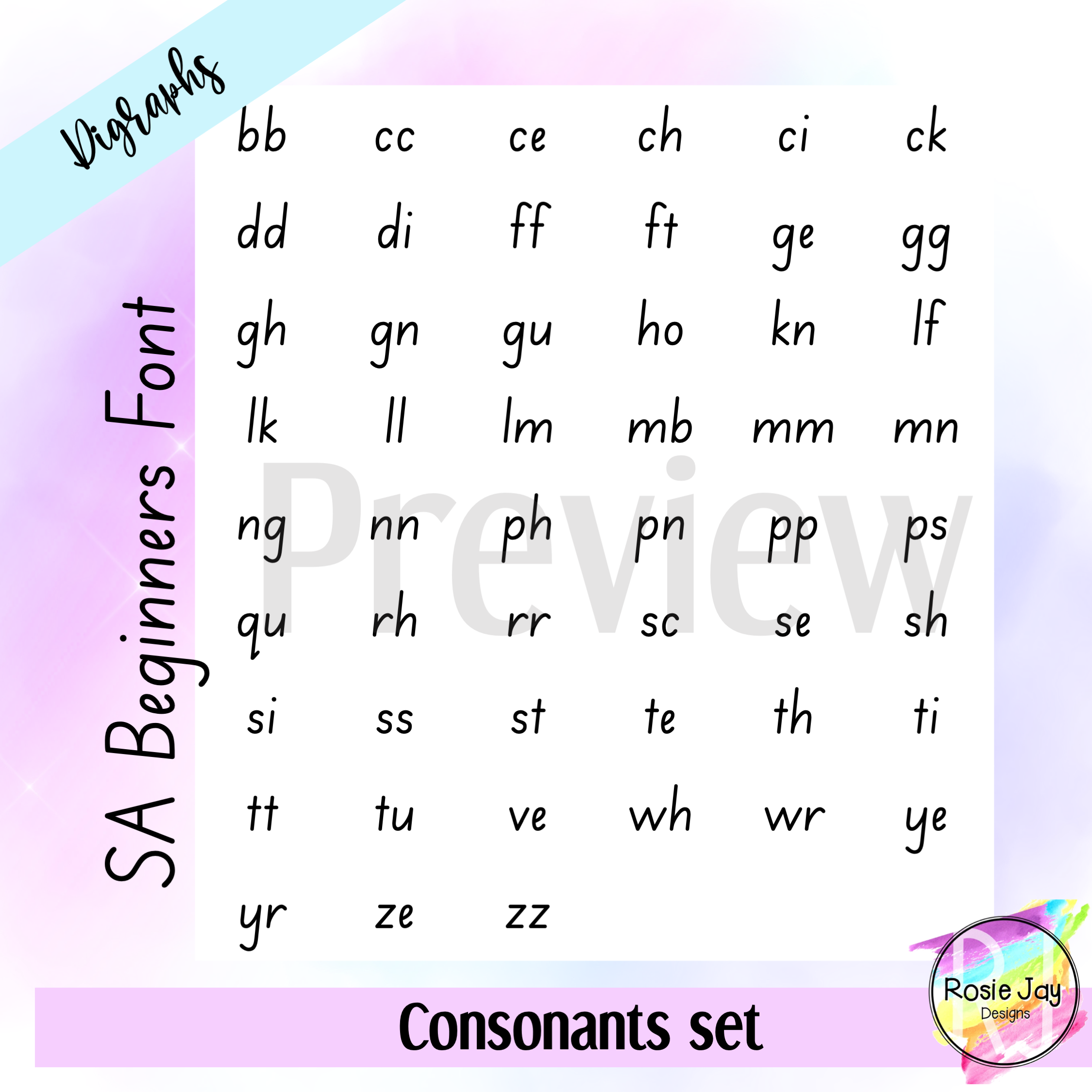 SA Beginners Consonants Digraph Set + FREE GIFT – Rosie Jay Designs